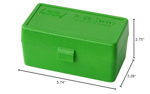 MTM 50 Round Flip-Top Rifle Ammo Box 22 Hornet, .30 Carbine, .218 BEE (Green)