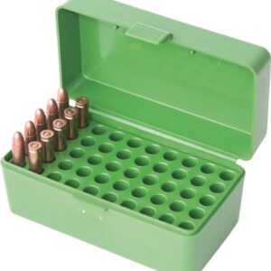 MTM 50 Round Flip-Top Rifle Ammo Box 22 Hornet, .30 Carbine, .218 BEE (Green)