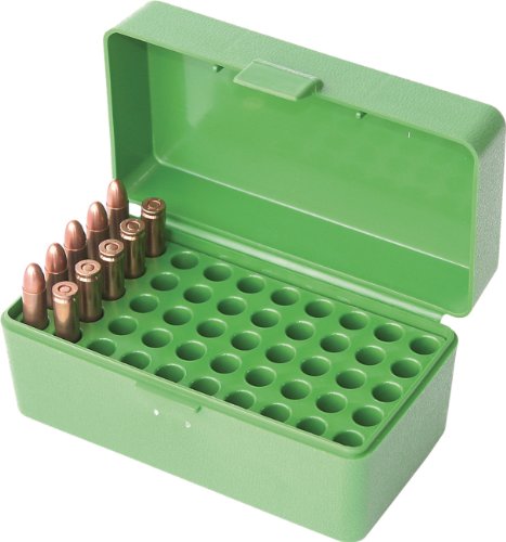 MTM 50 Round Flip-Top Rifle Ammo Box 22 Hornet, .30 Carbine, .218 BEE (Green)