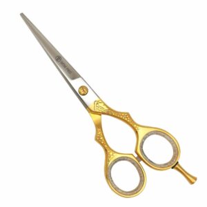 mtm pro hair cutting scissors，6.5 inch professional stainless steel barber hair scissors，for both salon and home use (golden handle)