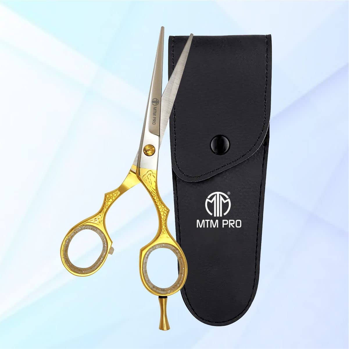 MTM PRO Hair Cutting Scissors，6.5 Inch Professional Stainless Steel Barber Hair Scissors，for Both Salon and Home Use (Golden Handle)