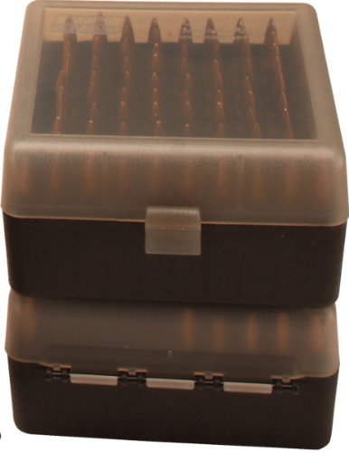 MTM 100 Round Flip-Top Rifle Ammo Box .17.222, 223, 6x47.222 Mag (Clear Smoke/Black)