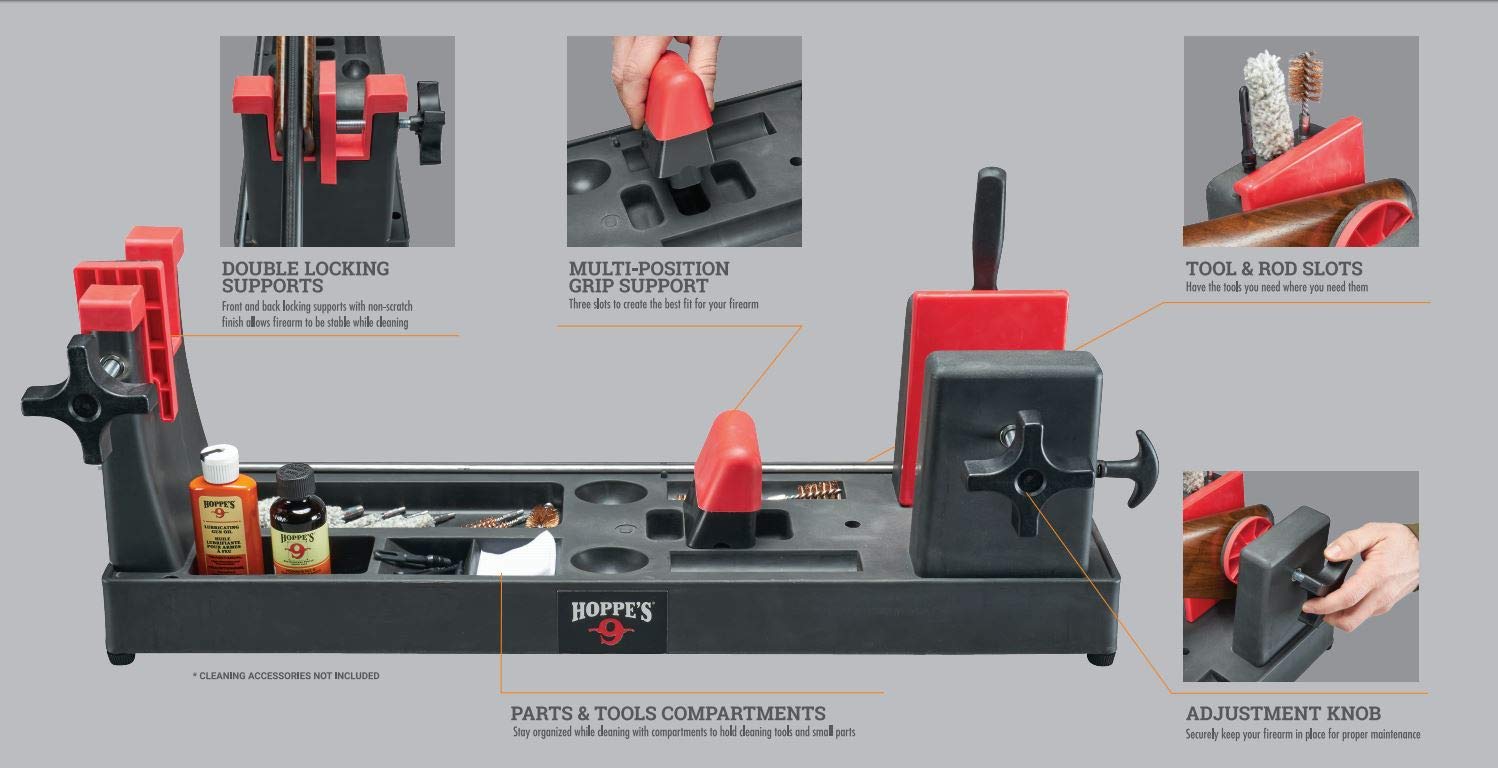 HOPPE'S Gun Vise, Rifle and Shotgun Vise with Front and Rear Locking Supports Grey