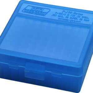 MTM Plastic Ammo Box, Clear Blue 100 Round 38/357 (2)