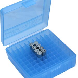 MTM Plastic Ammo Box, Clear Blue 100 Round 38/357 (2)