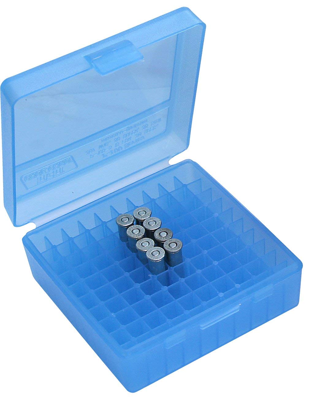 MTM Plastic Ammo Box, Clear Blue 100 Round 38/357 (2)