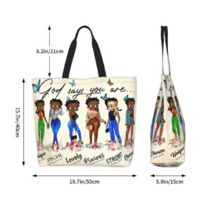 Tazlibno Tote Bag For Women African American Tote Bag Shoulder Handbag Black Queen Women Casual Shoulder Bag ，Premium Quality