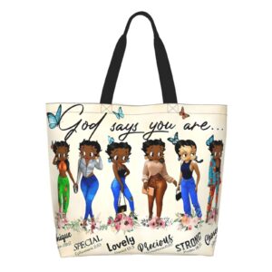 Tazlibno Tote Bag For Women African American Tote Bag Shoulder Handbag Black Queen Women Casual Shoulder Bag ，Premium Quality