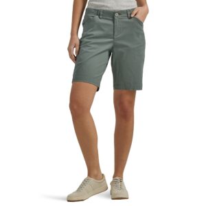 lee women's legendary 9" chino bermuda short fort green 12