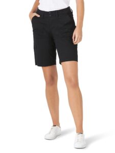 lee women's relaxed fit avey knit waist cargo bermuda short black 6