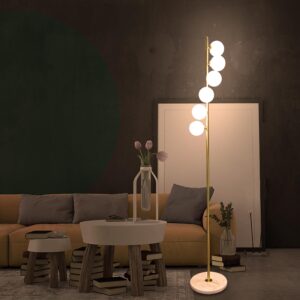 VENIVIDI 6 Spherical Floor Lamps, Using Medieval Modern Floor Lamps, Including Frosted Glass lampshades and Modern Gold Floor Lamps with Light Bulbs, Living Room, Bedroom, and Office Decorations