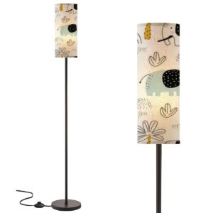 modern standing lamps pattern lion elephant palm trees white for packaging minimalist floor lamp metal pole lamp with linen lampshade for bedroom living room office nursery reading foot switch