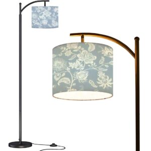 arc floor lamp color floral pattern for wrapping fabric seamless pattern decorative modern tall standing lamp dimmable with remote adjustable drum shade footswitch for living room bedroom office