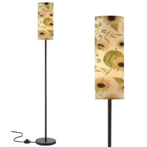 modern standing lamps fall autumn flower sunflower leaves hare autumn minimalist floor lamp rustic country metal pole lamp with linen lampshade for bedroom living room office nursery reading