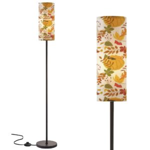 rzntjhuina modern standing lamps autumn orange beige yellow pumpkins forest leaves red minimalist floor lamp metal pole lamp with linen lampshade for bedroom living room office nursery reading