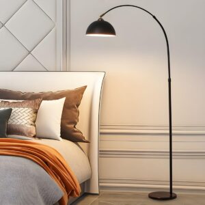 RUNNUP Modern Tall Lamp 1-Light Black Floor Lamp Metal Reading Lamp Floor Standing for Study Room Living Room Bedroom