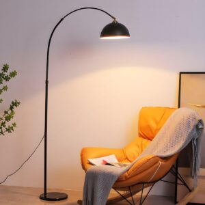 RUNNUP Modern Tall Lamp 1-Light Black Floor Lamp Metal Reading Lamp Floor Standing for Study Room Living Room Bedroom