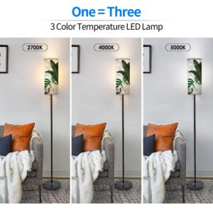 Modern Standing Lamps Fashionable tropical tropical bananas monstera leaves Minimalist Floor Lamp Metal Pole Lamp with Linen Lampshade for Bedroom Living Room Office Nursery Reading Foot Switch