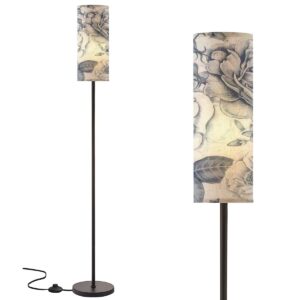 rzntjhuina modern standing lamps for fabrics textiles roses peonies anemones bluebells retro minimalist floor lamp metal pole lamp with linen lampshade for bedroom living room office nursery reading