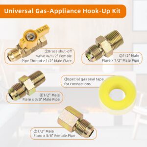 F271239 One-Stop Universal Gas-Appliance Hook Up Kit for Garage Heaters, Wall Mounted Heaters, Gas Fireplace, Gas Dryer and Gas Stoves