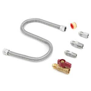 stanbroil one stop gas appliance hook up kit - brass gas ball valve and flexible gas connector with fittings for garage heaters, gas stoves, wall mounted heaters, gas fireplace and gas dryer