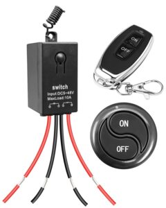 mini remote control light switch, 5v/12v/48v relay switch, wireless remote switch with 328ft long range for led lights household appliances garage door water pump fans