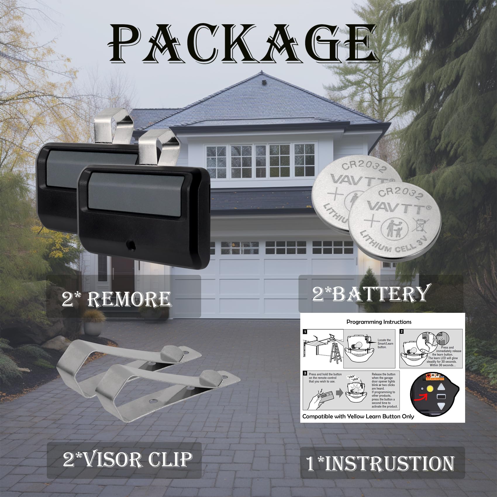 891LM 81LM 950ESTD for liftmaster Garage Door Opener Remote, Only for Yellow/Green Learn Button, Compatible with liftmaster/Chamberlain/Sears Craftsman Garage Opener with Yellow/Green Learn Button