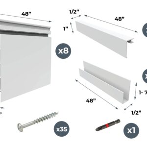 CrownWall PVC Slat Wall Panels Garage Wall and Home Organizer Storage System | Heavy Duty Organization and Easy Installation | 4ft by 4ft (16 sqft) Section, Dove Grey