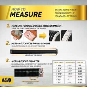 Alcan Garage Door Torsion Spring (0.250inch Wire x 2inch D x 30inch L) with 1inch Nylon Bushing + Winding Bars | Right Hand Wound Replacement (Left Side), Gold