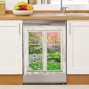 dishwasher magnet cover idyllic garden virginia wooden fence entrance by bushes white dogwood magnetic refrigerator stickers decorative appliance cover fridge panels metal door garage 23x26in