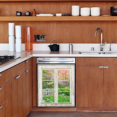 Dishwasher Magnet Cover Idyllic Garden Virginia Wooden Fence Entrance by Bushes White Dogwood Magnetic Refrigerator Stickers Decorative Appliance Cover Fridge Panels Metal Door Garage 23x26in