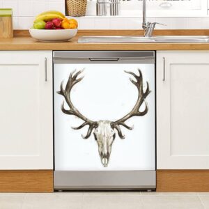 dishwasher magnet cover deer skull watercolor magnetic refrigerator stickers decorative appliance cover fridge panels metal door garage 23x26in