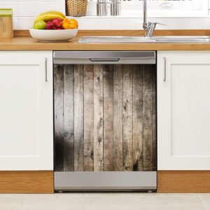 Rustic Farmhouse Dishwasher Magnet Cover of Wooden Texture Nature Wall Magnetic Refrigerator Stickers Decorative Appliance Cover Fridge Panels Metal Door Garage 23x26in