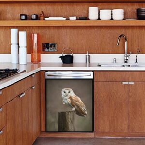 rustic farmhouse dishwasher magnet cover barn owl portrait magnetic refrigerator stickers decorative appliance cover fridge panels metal door garage 23x26in