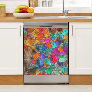 dishwasher magnet cover stained glass mosaic texture magnetic refrigerator stickers decorative appliance cover fridge panels metal door garage 23x26in