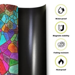 Dishwasher Magnet Cover Stained Glass Mosaic Texture Magnetic Refrigerator Stickers Decorative Appliance Cover Fridge Panels Metal Door Garage 23x26in