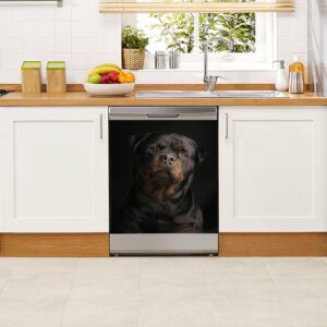 Dishwasher Magnet Cover Rottweiler Dog Portrait a Black Background Magnetic Refrigerator Stickers Decorative Appliance Cover Fridge Panels Metal Door Garage 23x26in