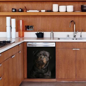 Dishwasher Magnet Cover Rottweiler Dog Portrait a Black Background Magnetic Refrigerator Stickers Decorative Appliance Cover Fridge Panels Metal Door Garage 23x26in