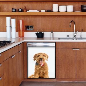 Dishwasher Magnet Sticker Goldendoodle Puppy American Flag Studio Portrait Magnetic Refrigerator Sticker Appliance Covers Home Kitchen Decor for Fridge Metal Door Garage 23x26in