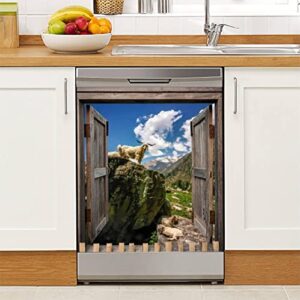 dishwasher magnet cover goats standing rock beautiful view himalayan mountains kheerganga magnetic refrigerator stickers decorative appliance cover fridge panels metal door garage 23x26in