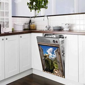 Dishwasher Magnet Cover Goats Standing Rock Beautiful View Himalayan Mountains Kheerganga Magnetic Refrigerator Stickers Decorative Appliance Cover Fridge Panels Metal Door Garage 23x26in