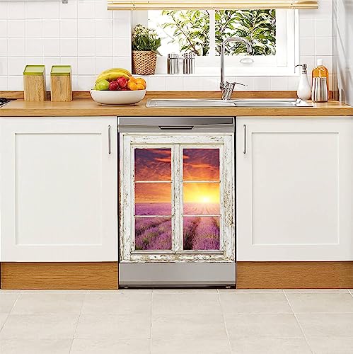 Dishwasher Magnet Cover Lavender Beautiful Meadow Magnetic Refrigerator Stickers Decorative Appliance Cover Fridge Panels Metal Door Garage 23x26in