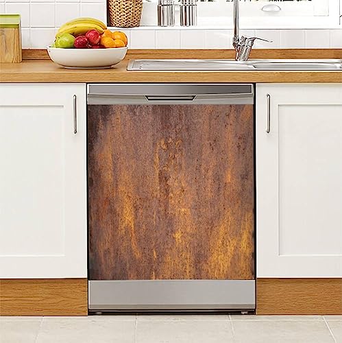 Dishwasher Magnet Cover Rusty Texture Distressed Style Magnetic Refrigerator Stickers Decorative Appliance Cover Fridge Panels Metal Door Garage 23x26in