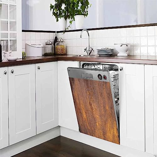 Dishwasher Magnet Cover Rusty Texture Distressed Style Magnetic Refrigerator Stickers Decorative Appliance Cover Fridge Panels Metal Door Garage 23x26in