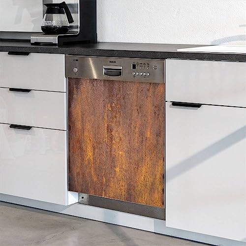 Dishwasher Magnet Cover Rusty Texture Distressed Style Magnetic Refrigerator Stickers Decorative Appliance Cover Fridge Panels Metal Door Garage 23x26in