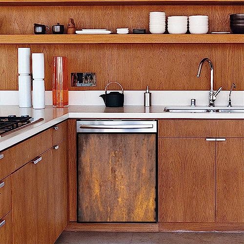 Dishwasher Magnet Cover Rusty Texture Distressed Style Magnetic Refrigerator Stickers Decorative Appliance Cover Fridge Panels Metal Door Garage 23x26in