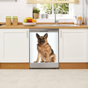 Dishwasher Magnet Sticker German Shepherd Dog 4 Years Old Sitting in Front of White Magnetic Refrigerator Sticker Appliance Covers Home Kitchen Decor for Fridge Metal Door Garage 23x26in