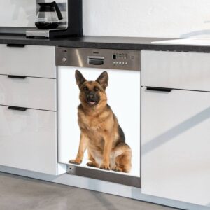 Dishwasher Magnet Sticker German Shepherd Dog 4 Years Old Sitting in Front of White Magnetic Refrigerator Sticker Appliance Covers Home Kitchen Decor for Fridge Metal Door Garage 23x26in