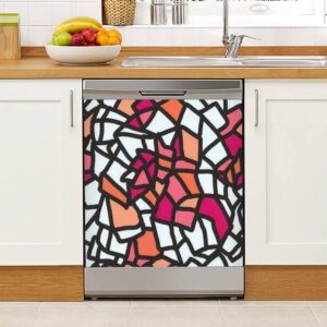 dishwasher magnet cover abstract modern stained glass magnetic refrigerator stickers decorative appliance cover fridge panels metal door garage 23x26in