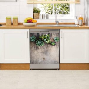 Botanical Dishwasher Magnet Cover Green House Plants Potted Succulents a Basket Magnetic Refrigerator Stickers Decorative Appliance Cover Fridge Panels Metal Door Garage 23x26in